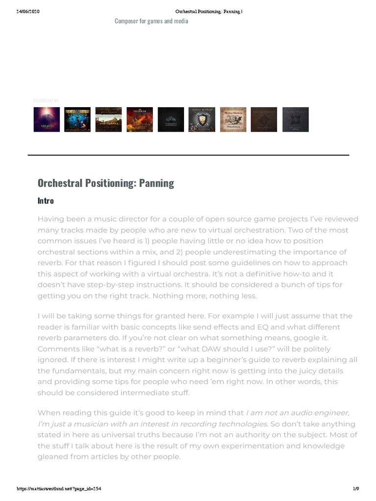 Orchestral Positioning & Panning | PDF