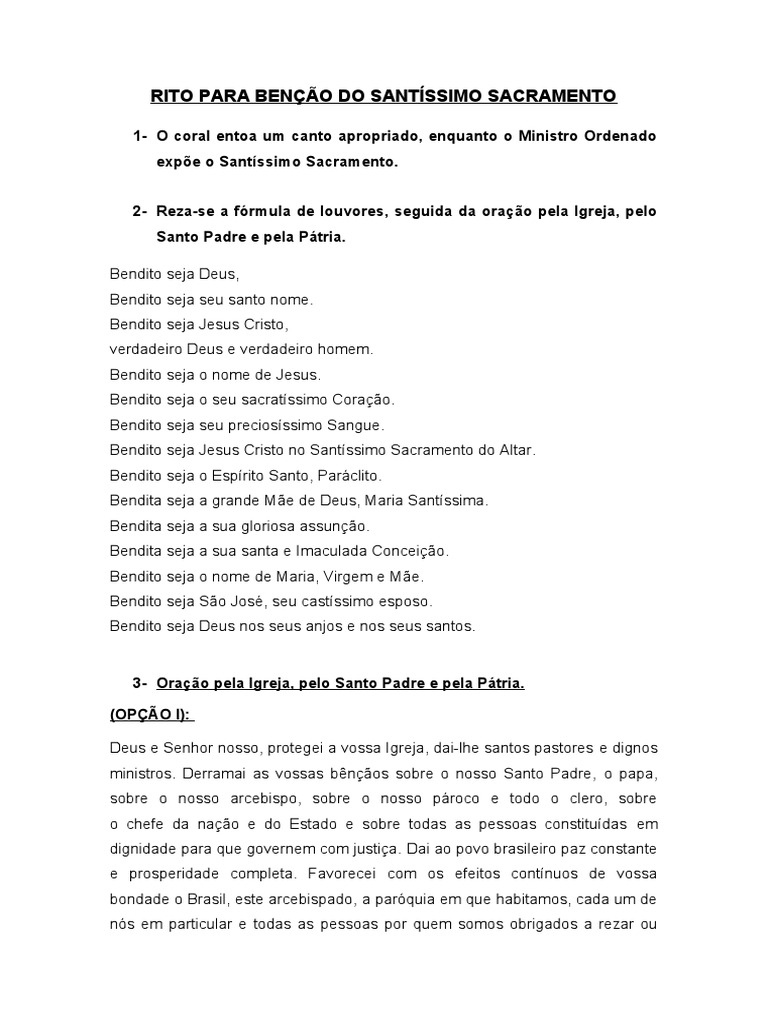 Rito para Benção Do Santíssimo Sacramento | PDF | Oração | Maria, mãe ...