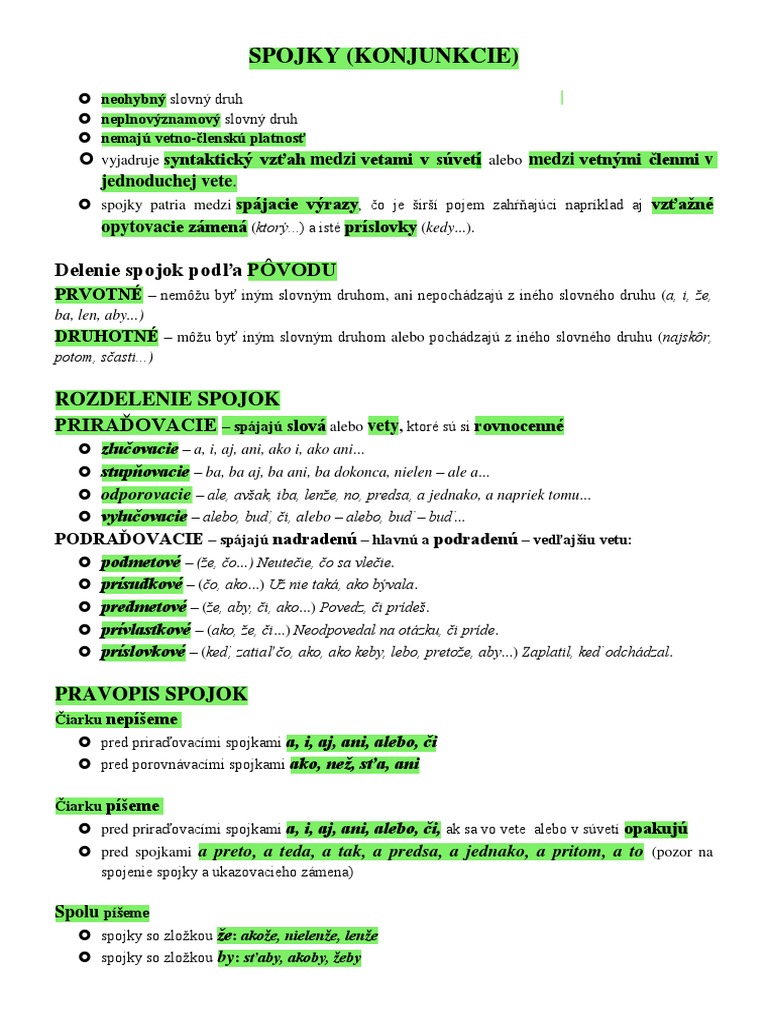 SPOJKY - Poznámky | PDF