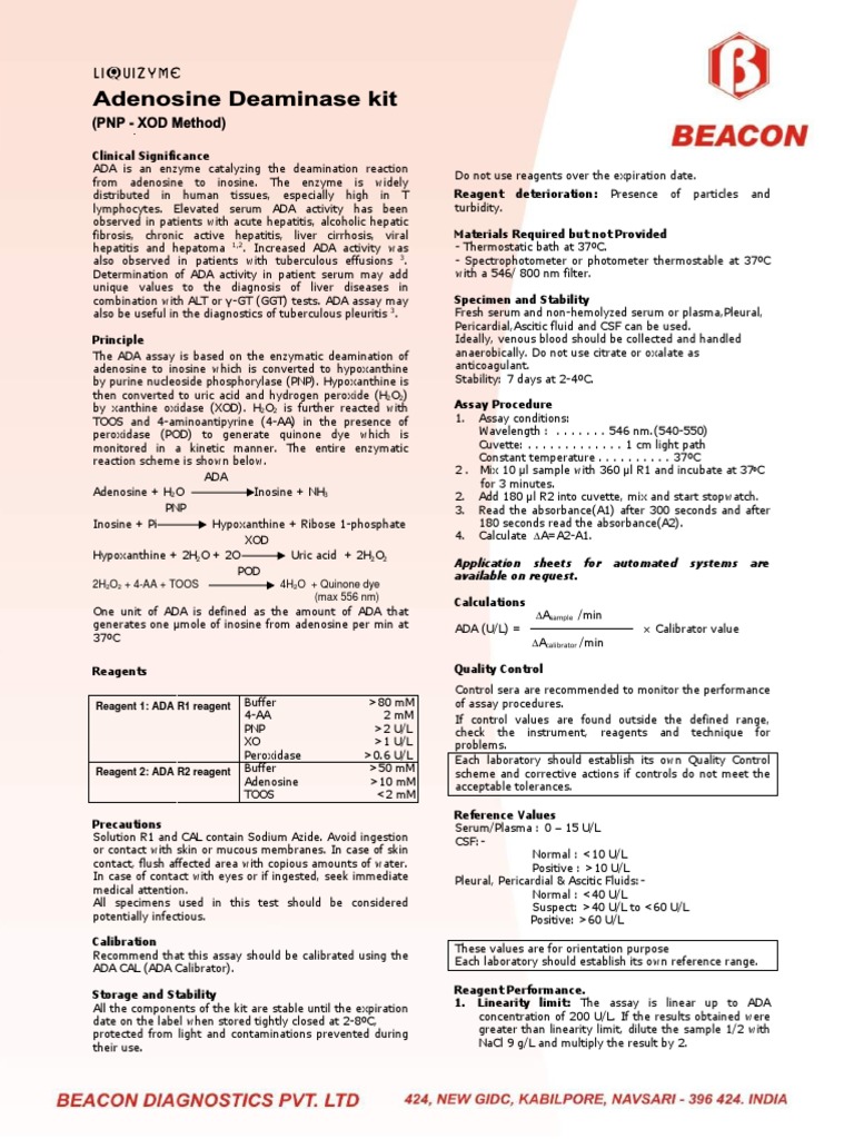 ADA Assay Procedure and Clinical Use | PDF | Pancreas | Ammonia