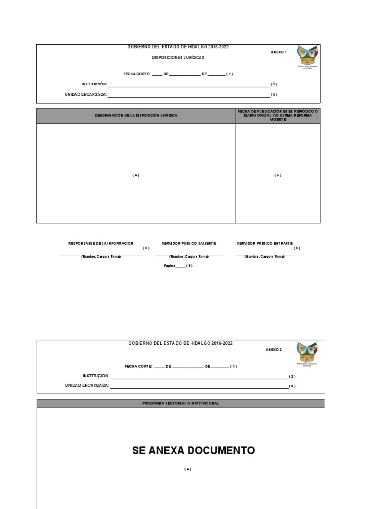 Anexos e Instructivos Entrega - Recepcion 2016-2022 | PDF | Economias