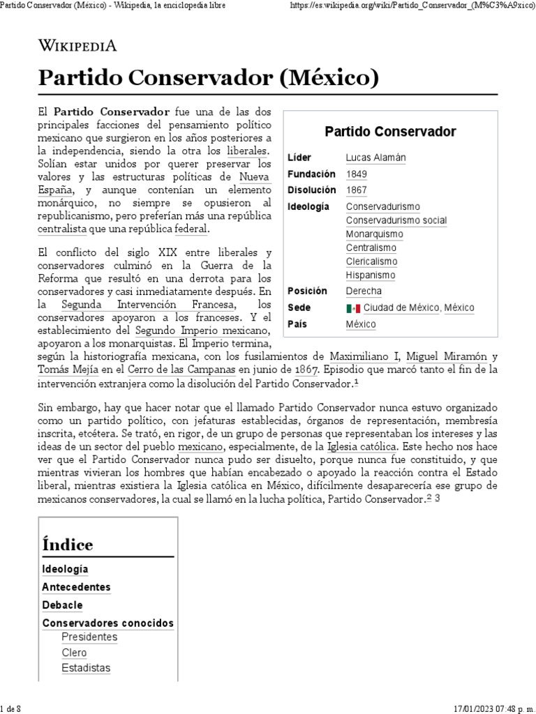 Partido Conservador (México) - Wikipedia, La Enciclopedia Libre | PDF ...