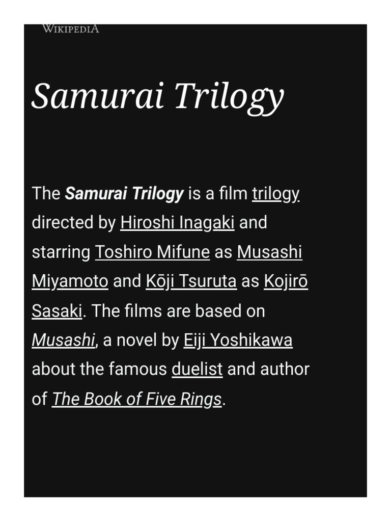 Samurai Trilogy - Wikipedia | PDF