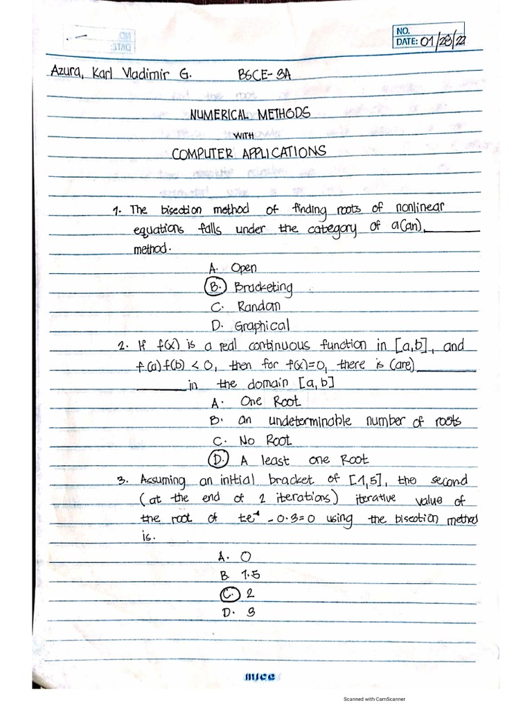 Bisection Method Answers Pdf