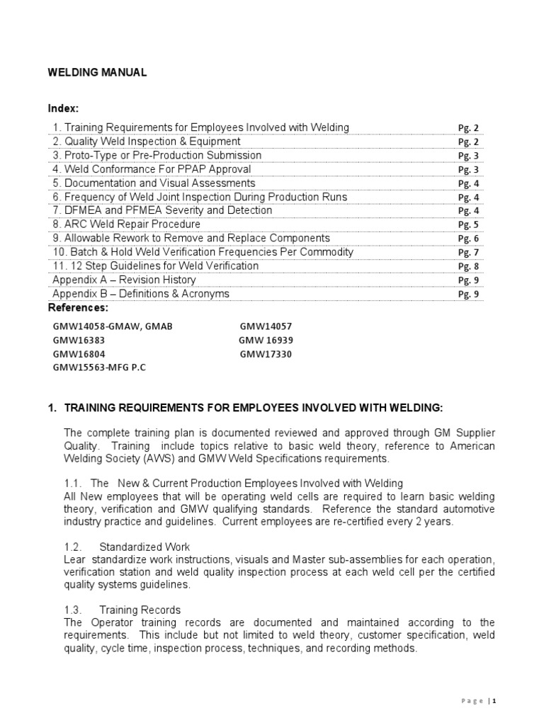 CG4352 GM1927 03a Gas MIG Braze Weld Quality Verification Procedure | PDF | Welding | Construction
