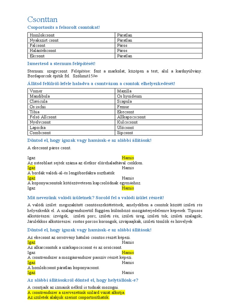 Csonttan | PDF