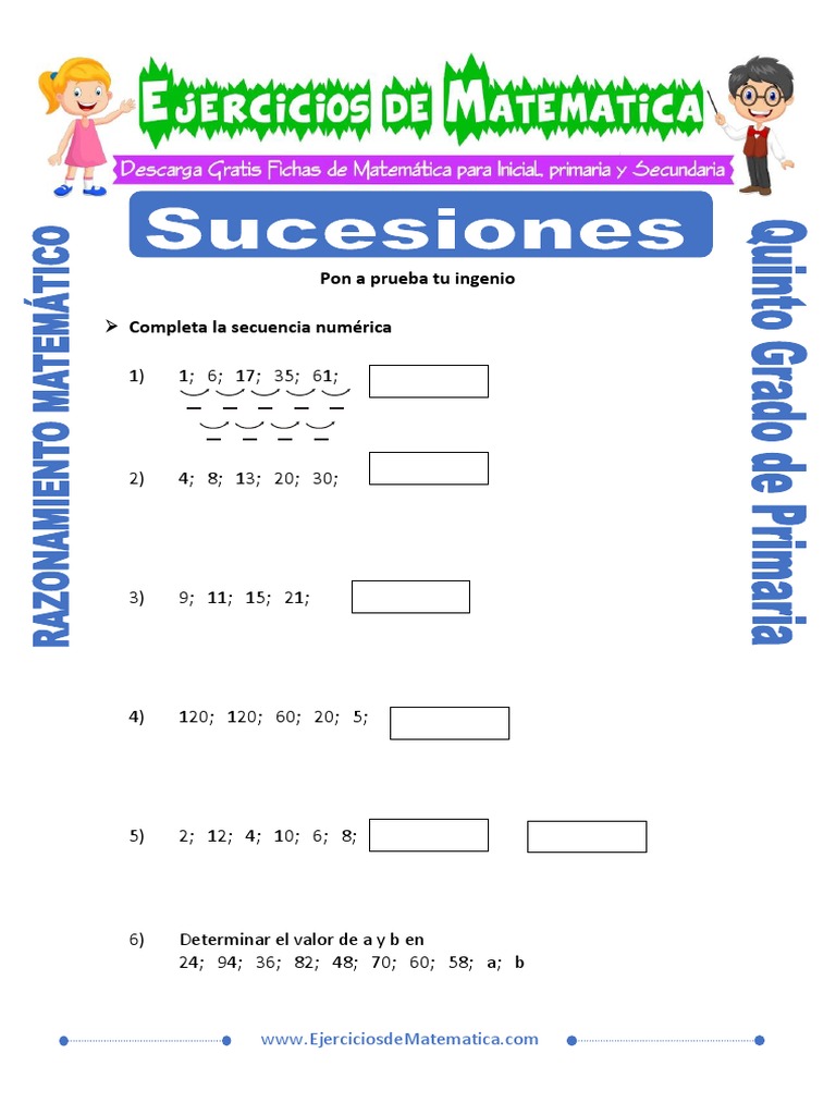Ejercicios de Sucesiones Numéricas 5to Grado | PDF | Ajedrez