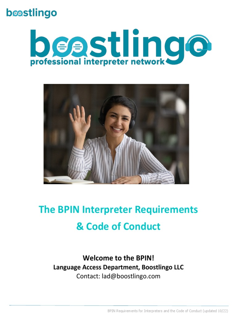 BPIN Interpreter Reqs & Code of Conduct. | PDF | Language Interpretation | Internet