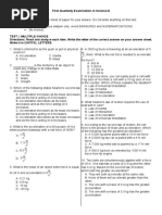 Grade 8 Science 1st Quarter Exam | PDF | Force | Mass