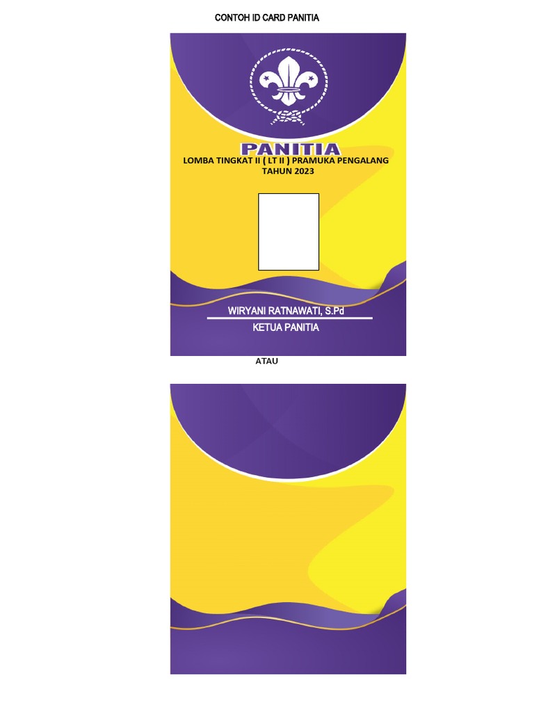 Contoh ID Card Panitia Lomba Pramuka | PDF