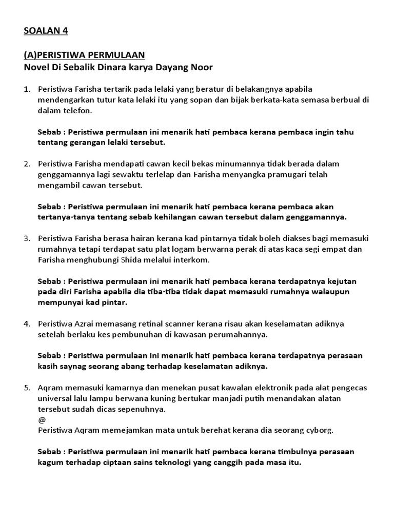 Skema Jawapan Novel Soalan 4 | PDF