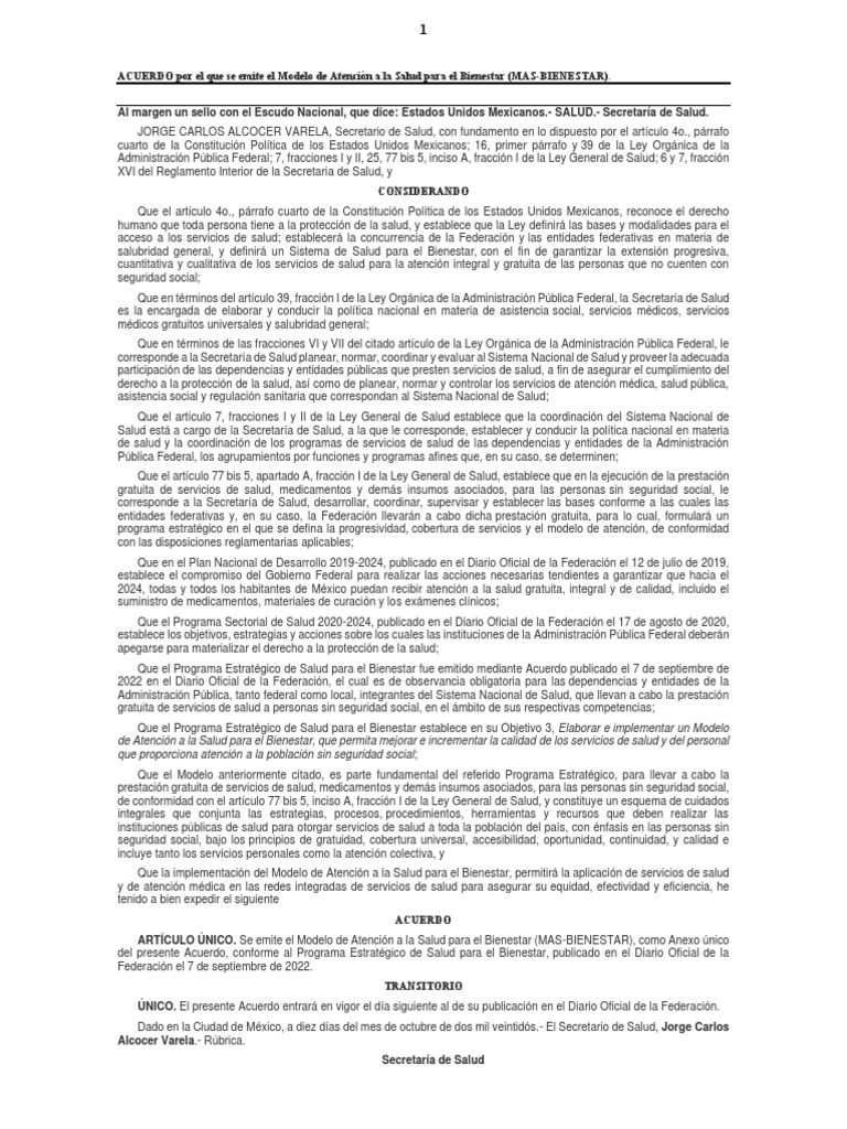 Modelo de Atención a la Salud para el Bienestar (MAS-Bienestar | PDF | Cuidado de la salud ...