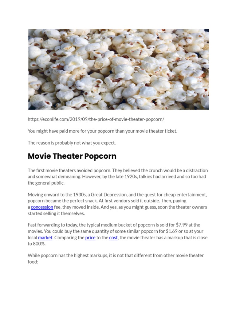 Movie Popcorn Pricing Explained | PDF | Price Discrimination | Movie ...