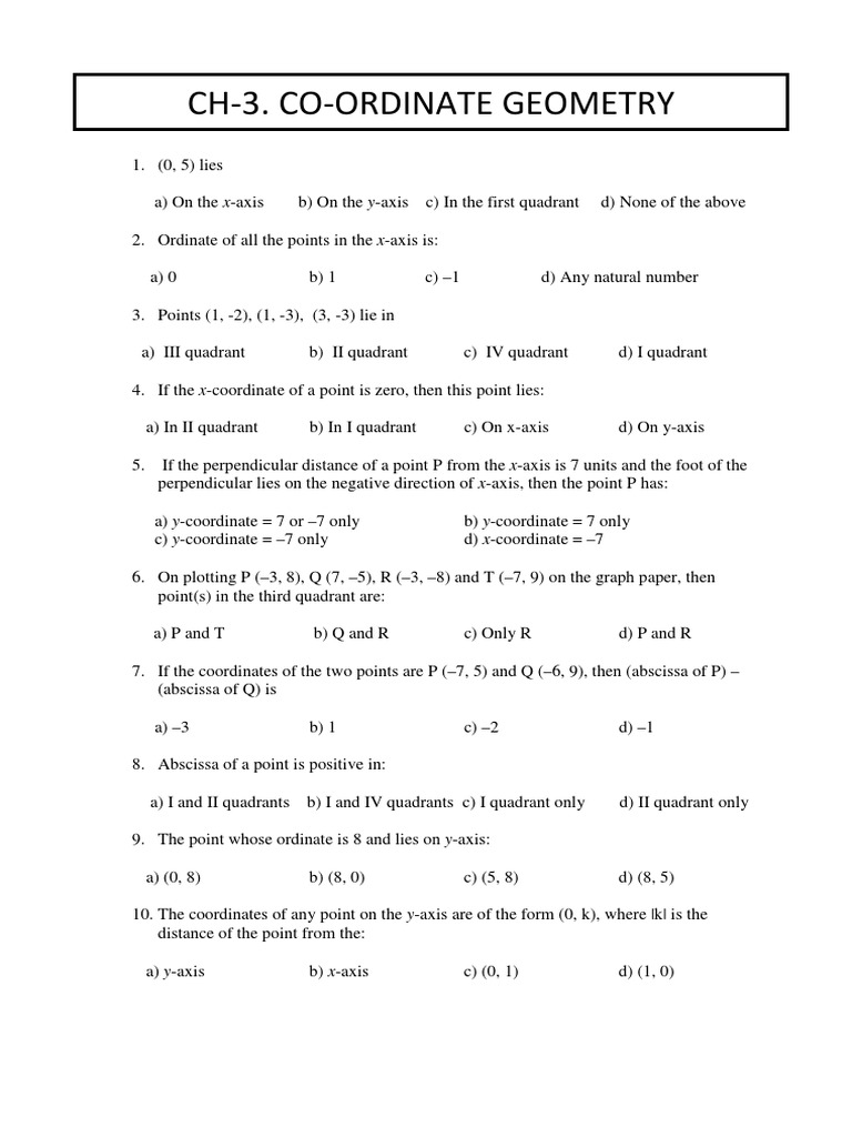 Worksheet Chapter 3 | PDF | Cartesian Coordinate System | Mathematical ...