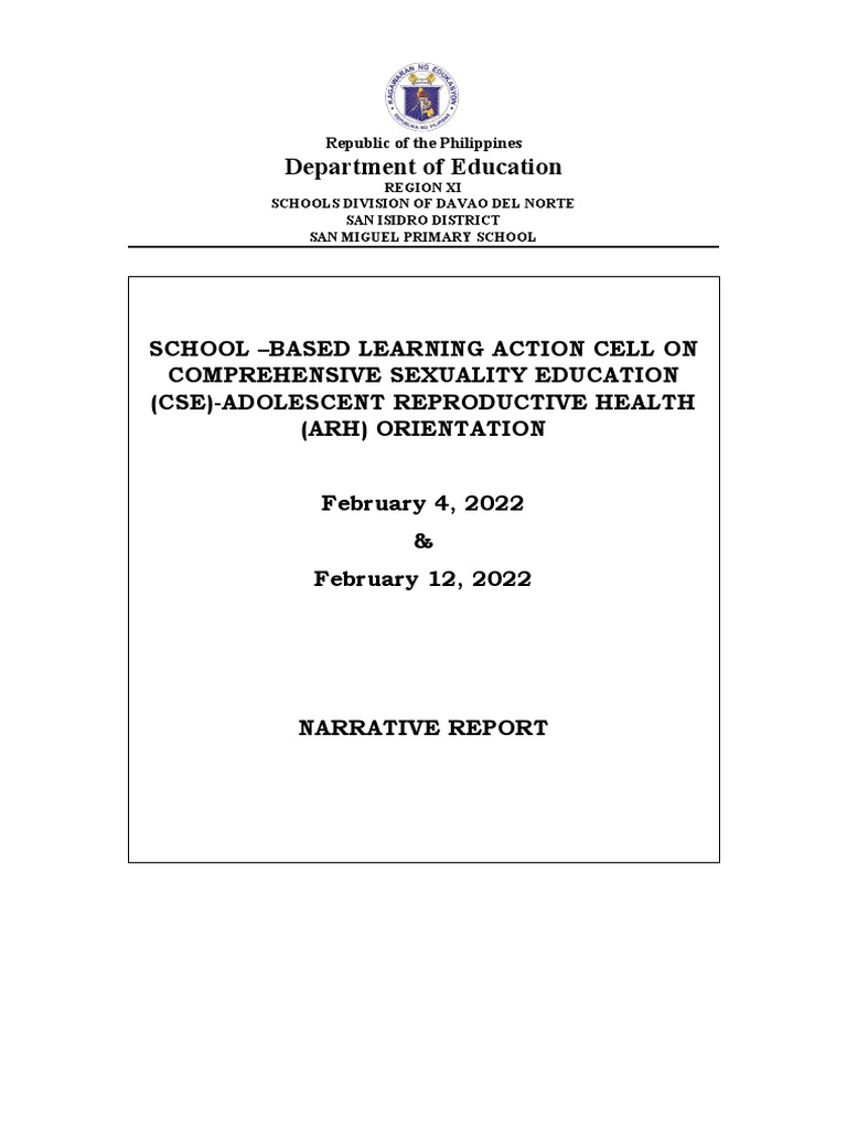 Cse Narrative Report Pdf Sex Education Cognition