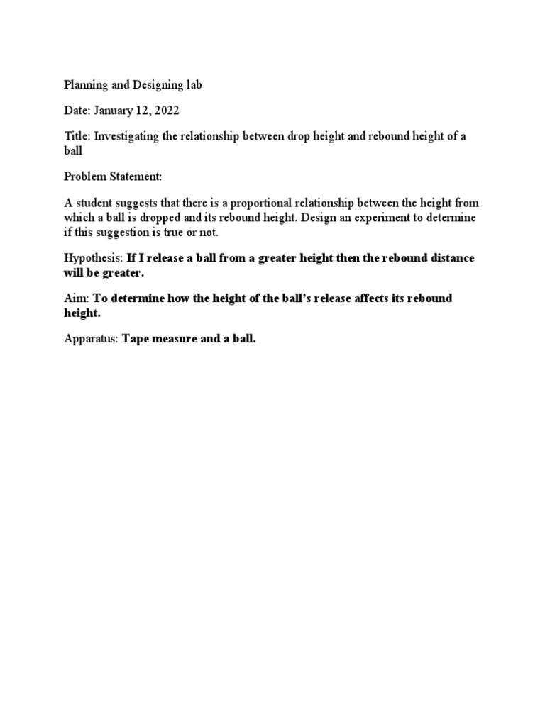 Drop Height vs. Rebound Height Lab | PDF