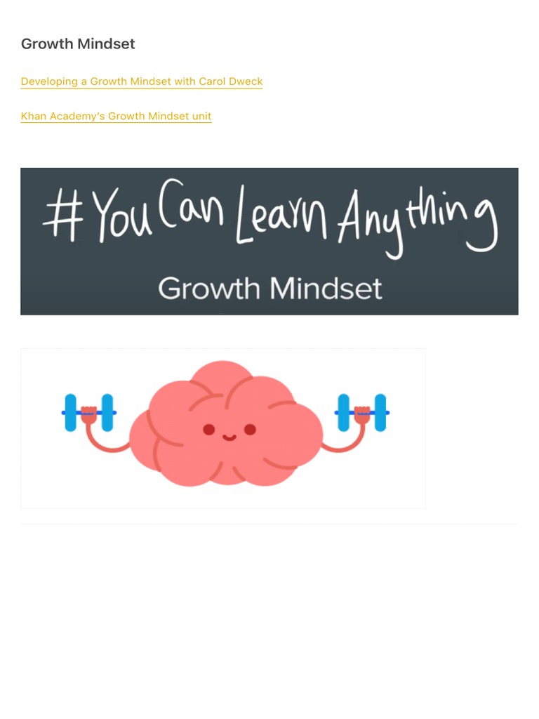 Growth Mindset | PDF | Mindset | Goal