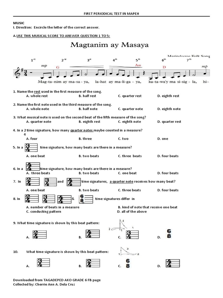 Q1 PT Mapeh 6 | PDF | Rhythm | Logos