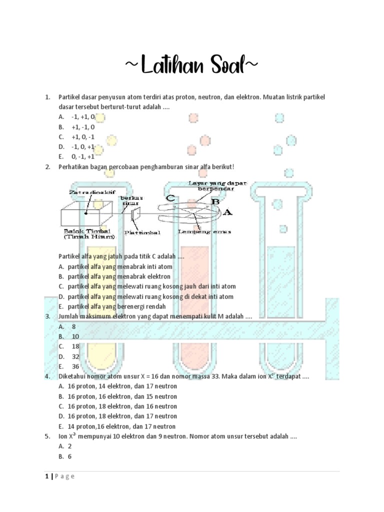 Latihan Soal (Teori Atom, Konfigurasi Elektron) KD 2 Dan 3 | PDF