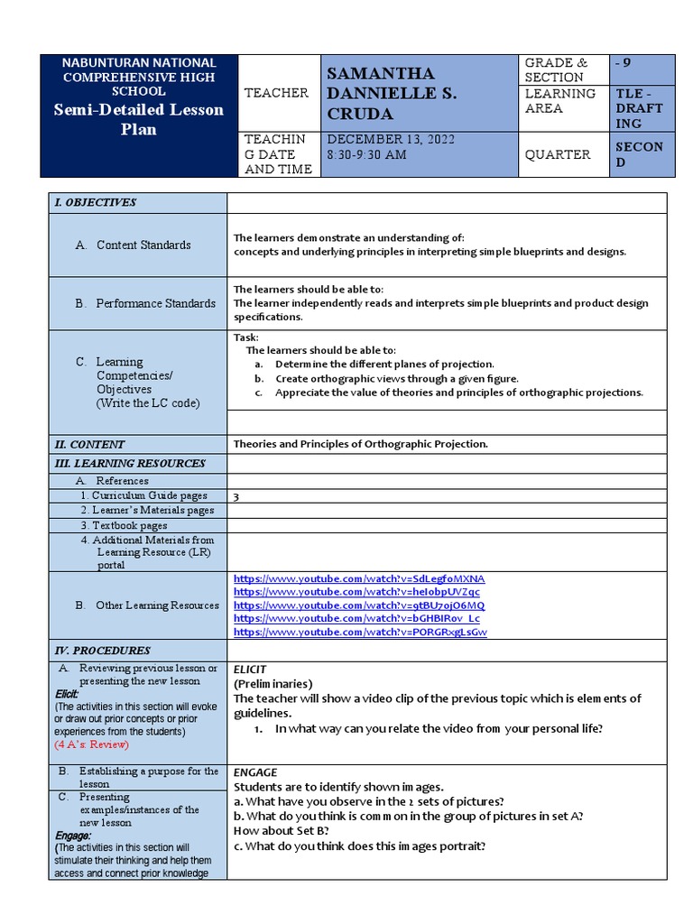 Grade 9 TLE Drafting Lesson Plan | PDF | Computers