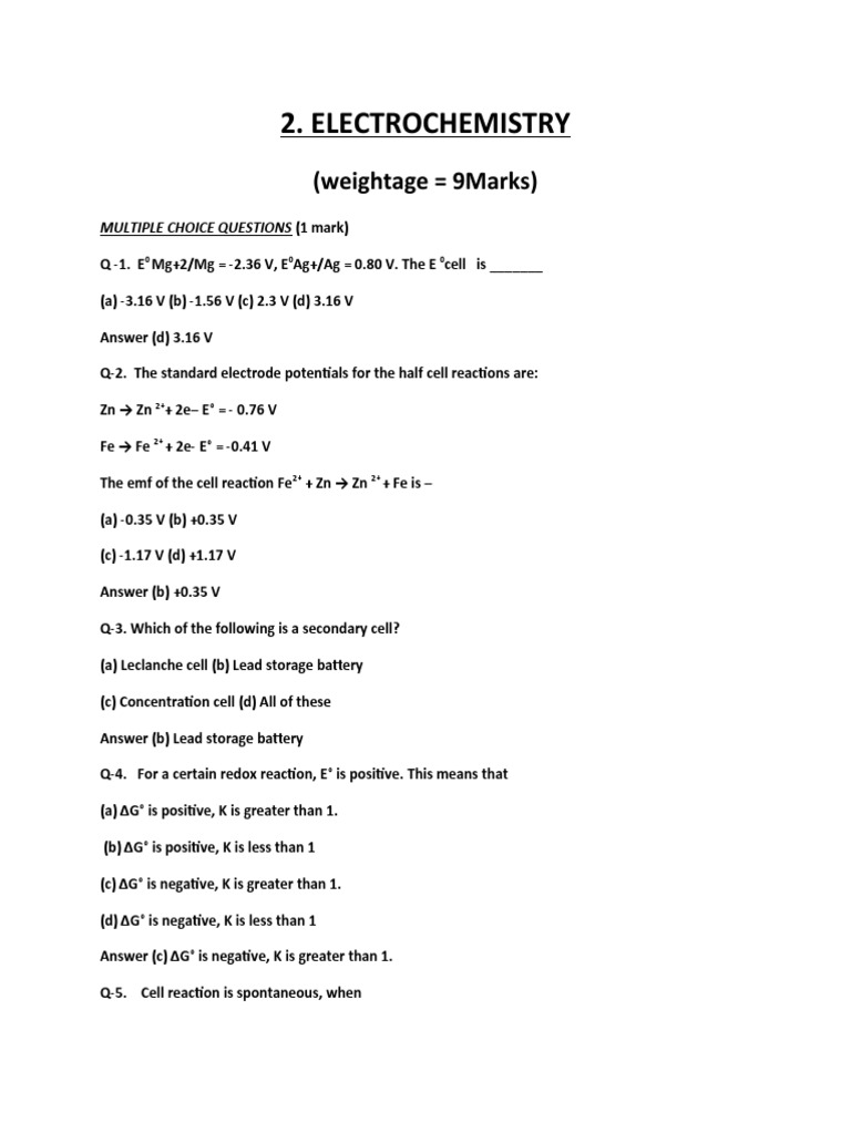 Electro Chemistry | PDF | Electrochemistry | Redox