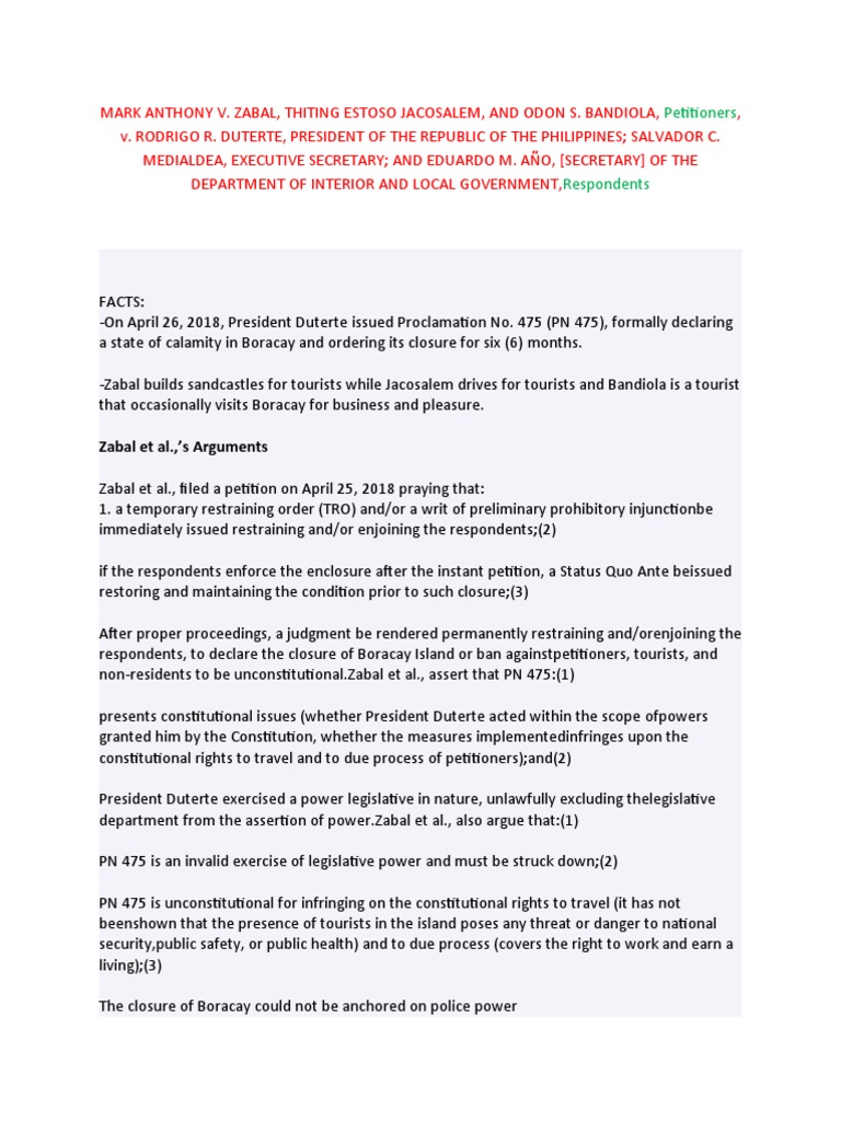 Zabal VS Duterte | PDF | Standing (Law) | Mandamus