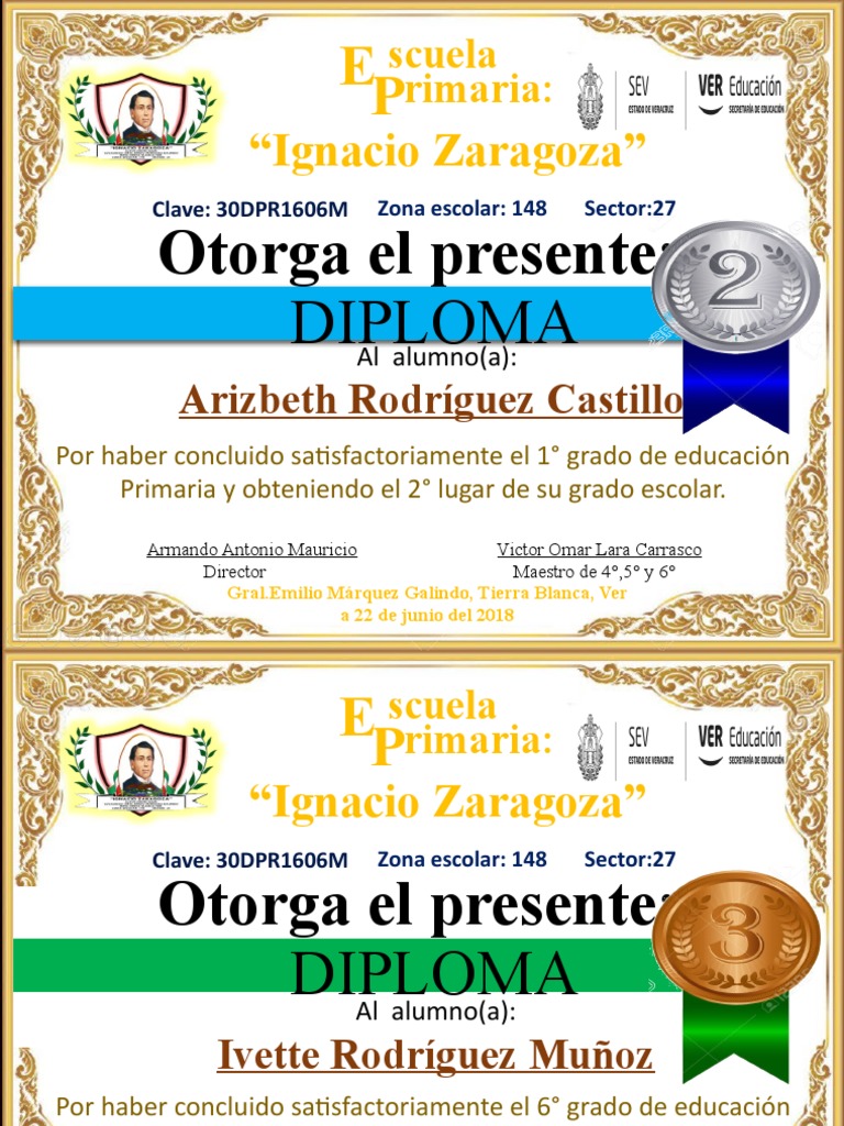 Diplomas En Pdf Editables Diplomas Para Primaria Diplomas Ciclo