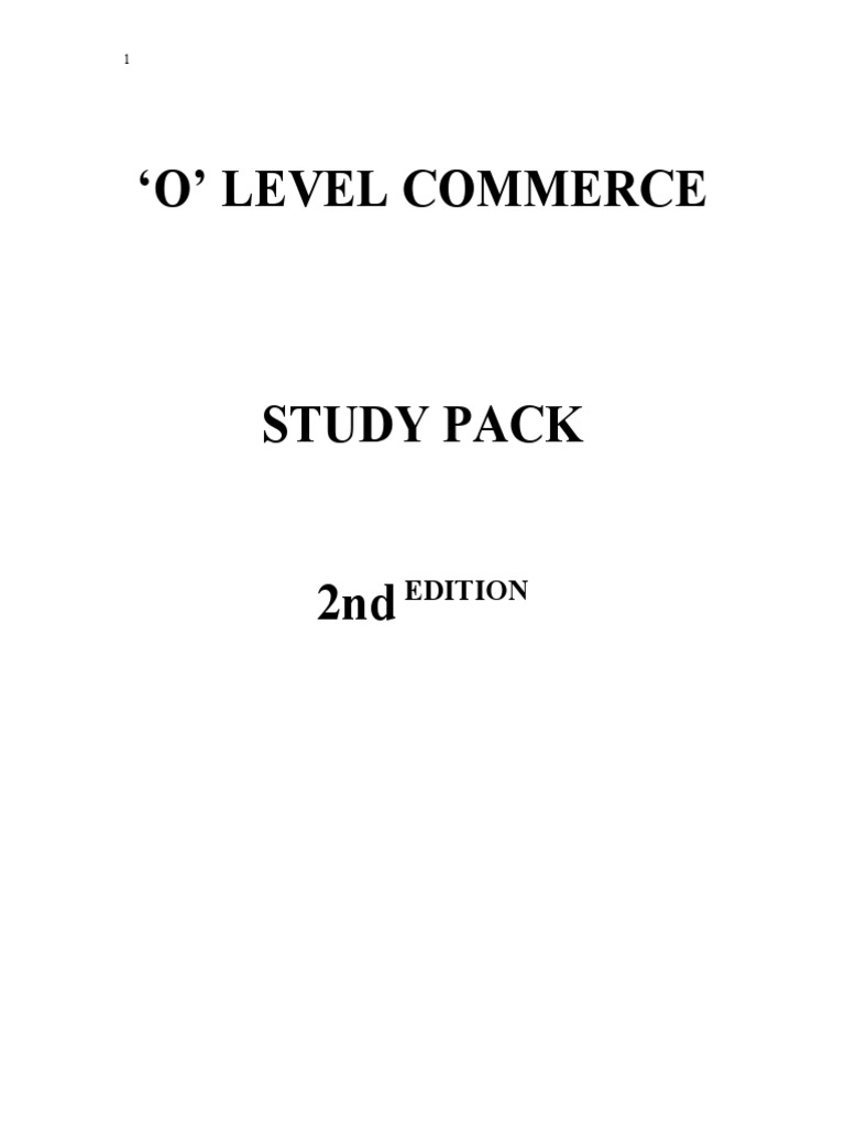 'O' Level Commerce Study Pack | PDF | Retail | Supermarket