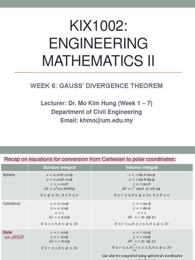 KIX1002 2021 Week 6 Slides | PDF | Divergence | Mathematics