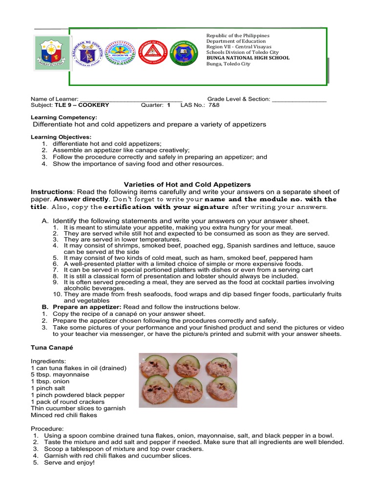 TLE-cookery Grade9-LAS No.7&8-Q1 | PDF | Educational Assessment | Learning