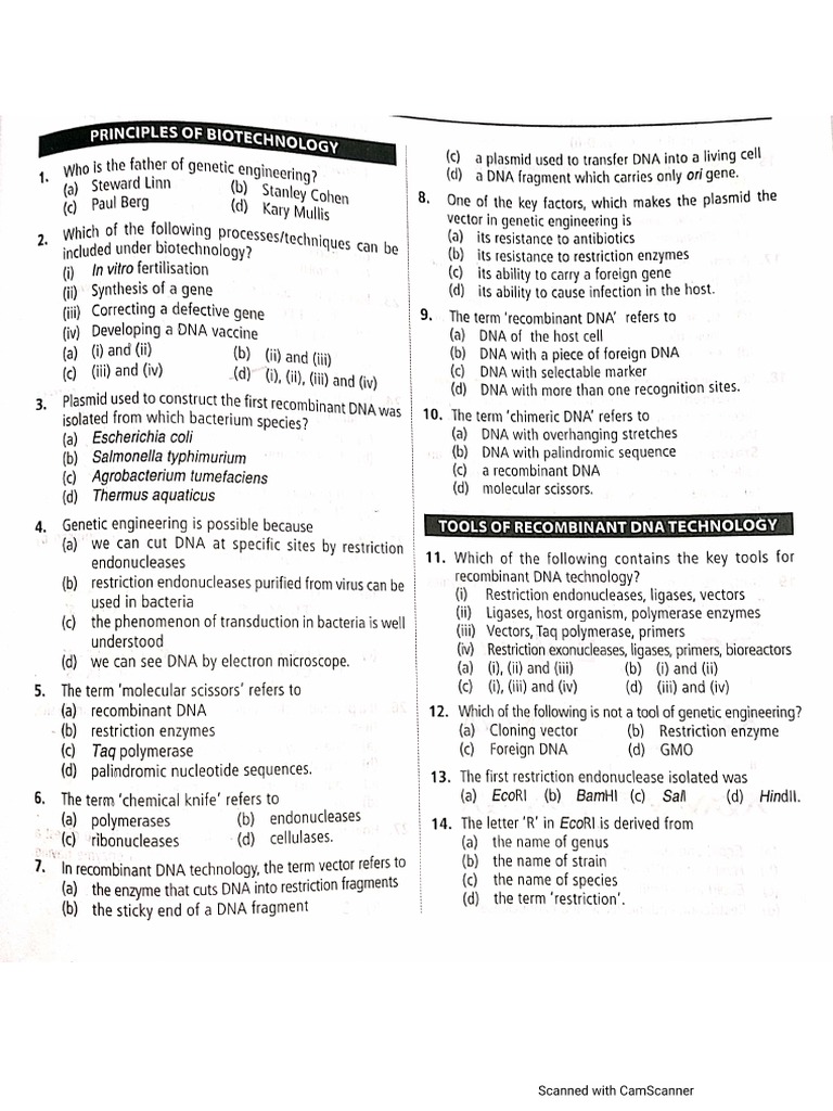 Principles of Biotechnology 1 | PDF
