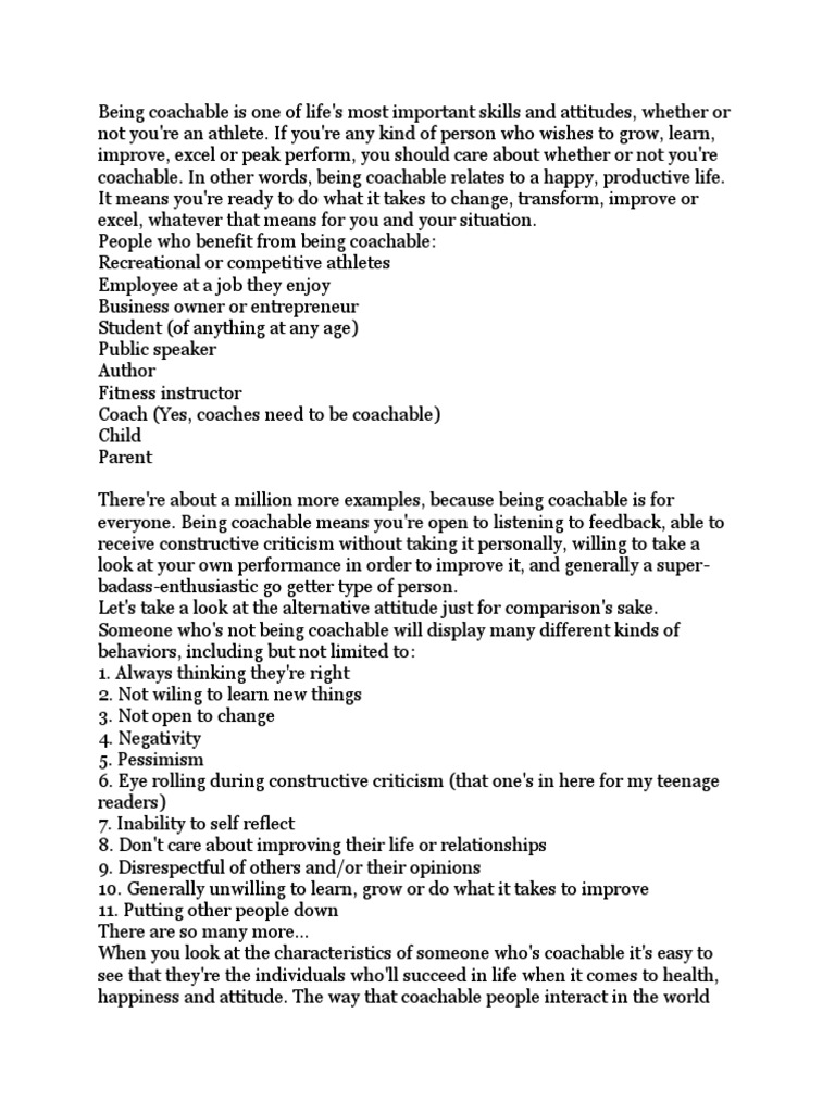 Being Coachable | PDF