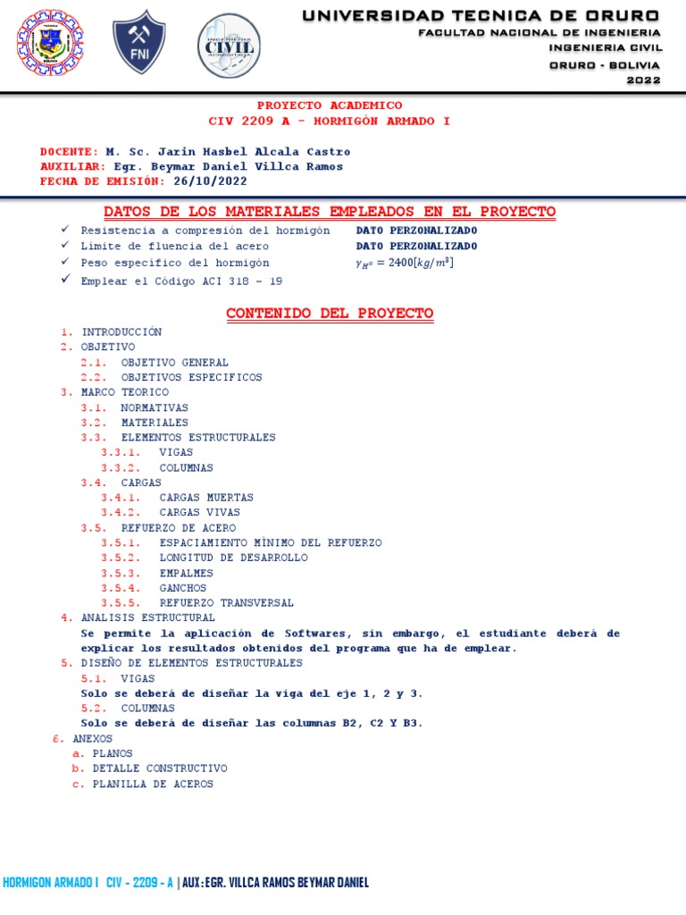 Proyecto CIV 2209 A-1 | Descargar gratis PDF | edificio | Materiales