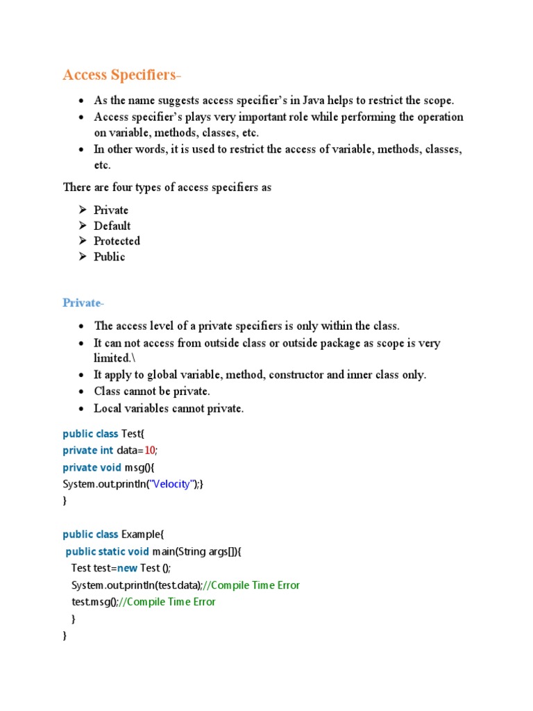 Lecture-11 Access Specifiers | PDF | Class (Computer Programming) | Programming
