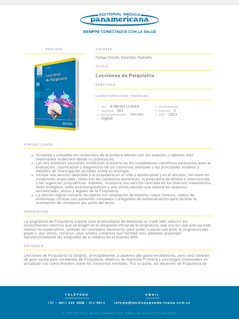 Lecciones de Psiquiatría: Portada Autores | PDF | Trastorno mental ...