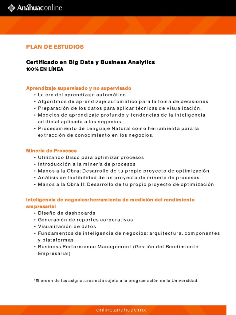 Certificado en Big Data y Business Analytics | PDF