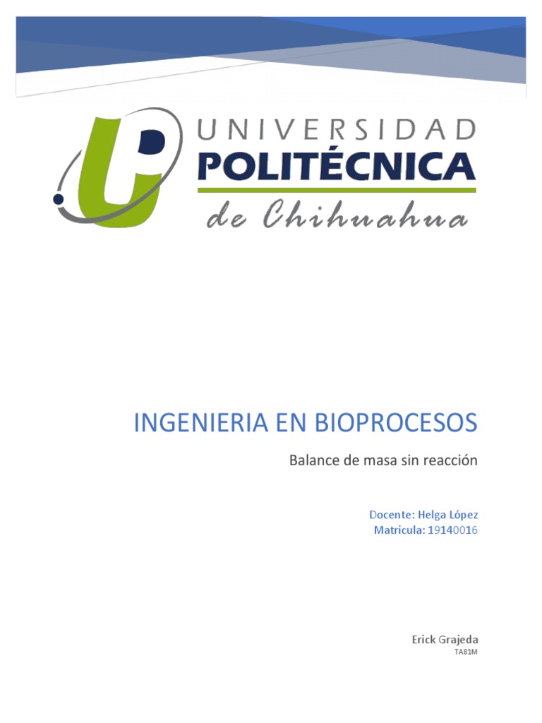 Balance de Masa Sin Reaccion | PDF