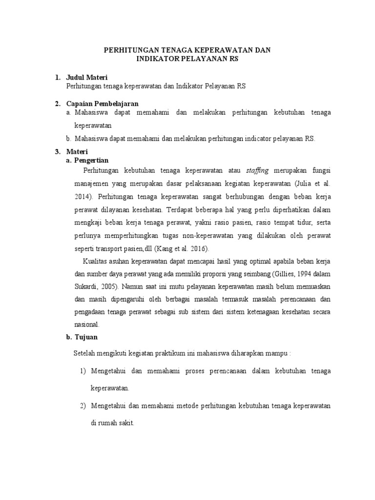 Rumus Tenaga Perawat Menurut Depkes | PDF