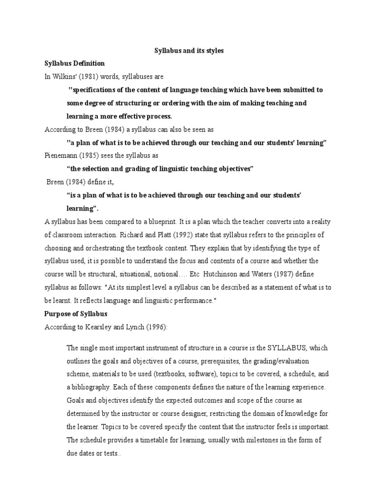 Syllabus and Its Styles | PDF | Learning | Syllabus