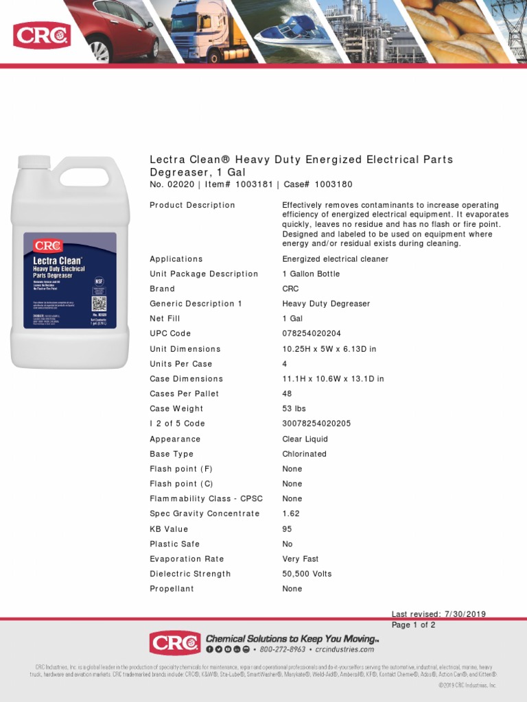 CRC Lectra Clean Degreaser Tds | PDF