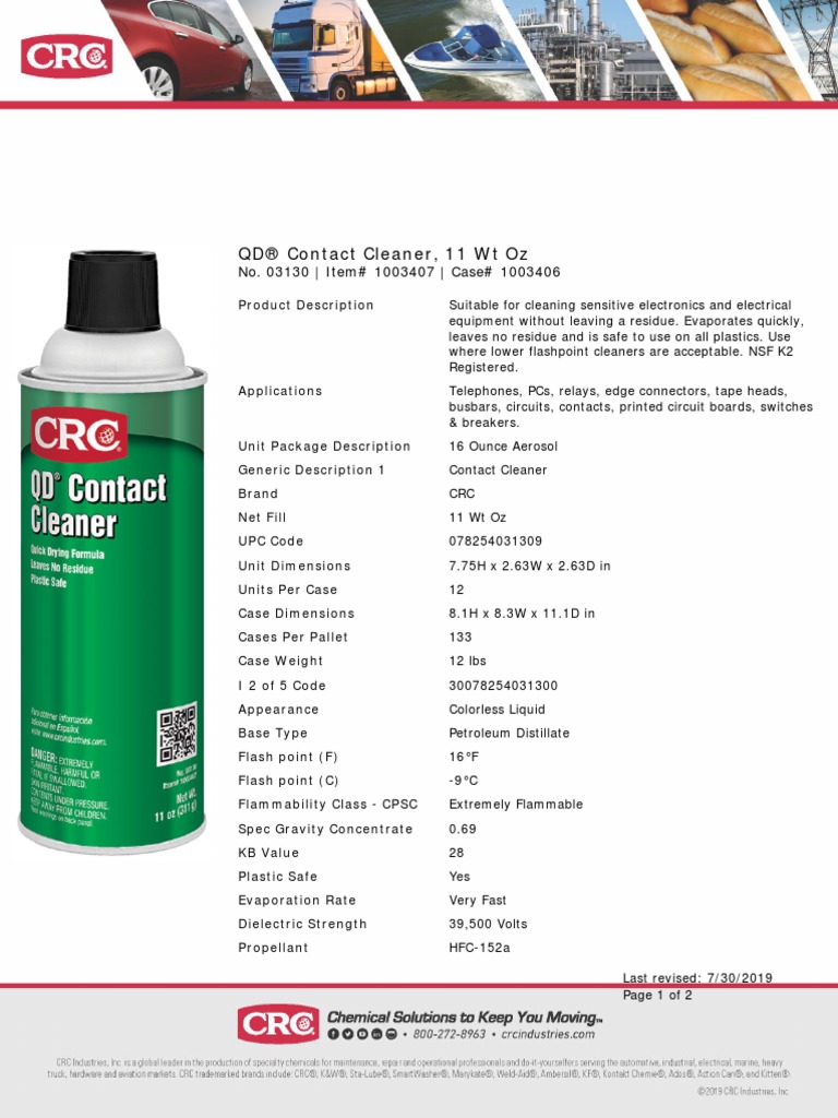 CRC QD Contact Cleaner Tds | PDF