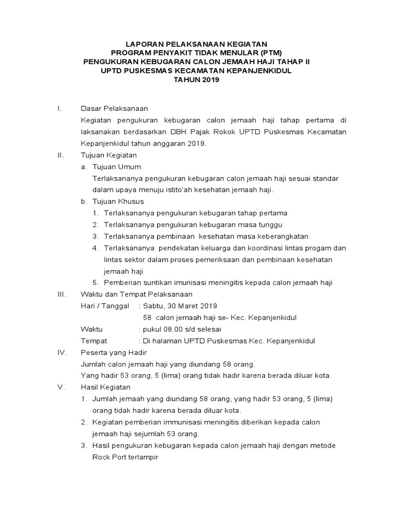 LAPORAN PELAKSANAAN PENGUKURAN KEBUGARAN CJH Tahap 2 | PDF