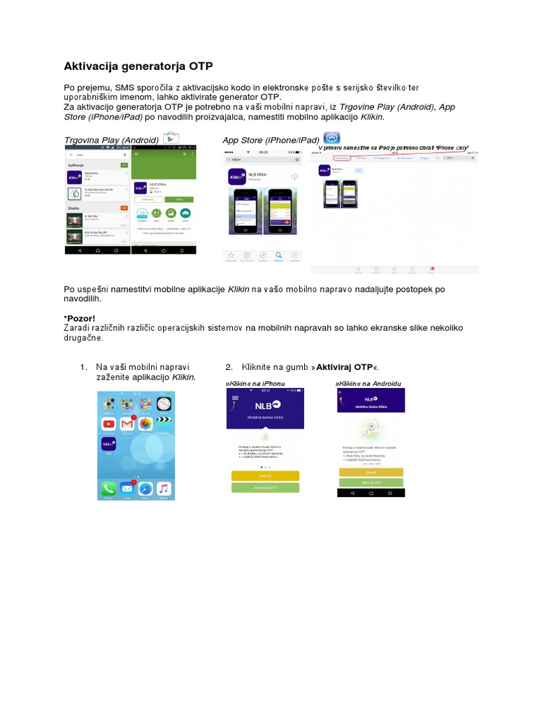 Aktivacija Otp | PDF