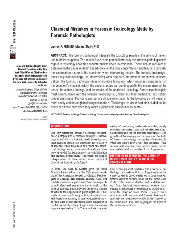 Classical Mistakes in Forensic Toxicology Made by Forensic Pathologists ...
