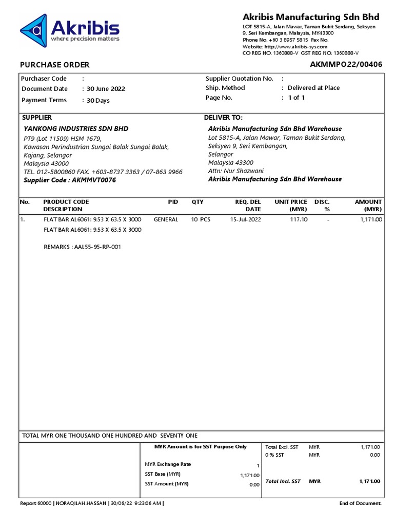 Yankong Industries SDN BHD | PDF