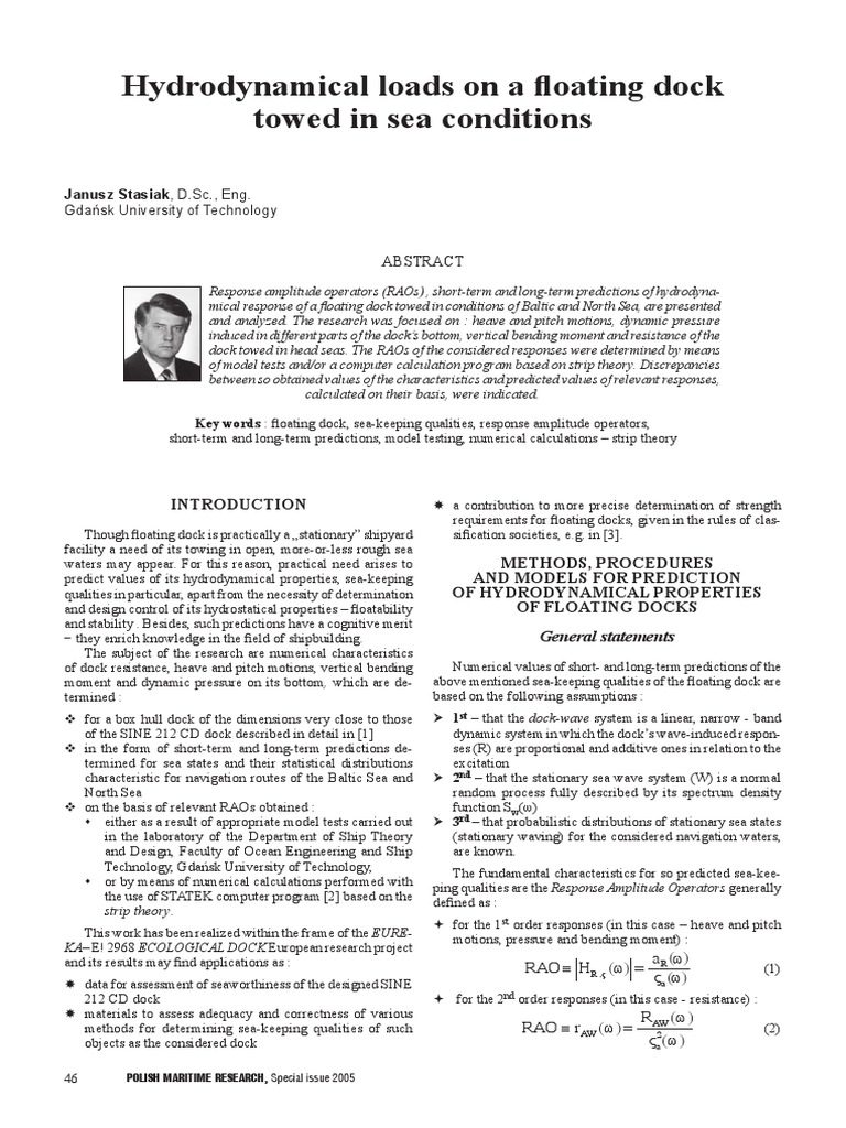 Hydrodynamical Loads On A Floating | PDF | Applied And ...