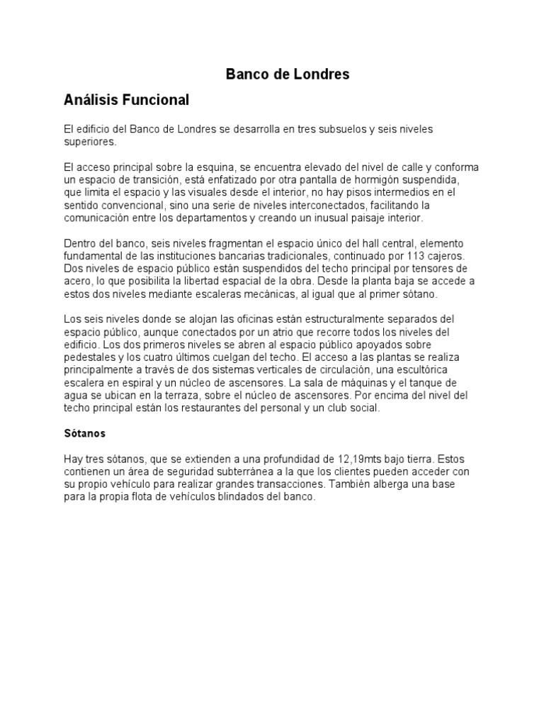 Análisis del Edificio Banco de Londres | PDF | Sectores Economicos | Diseño arquitectonico