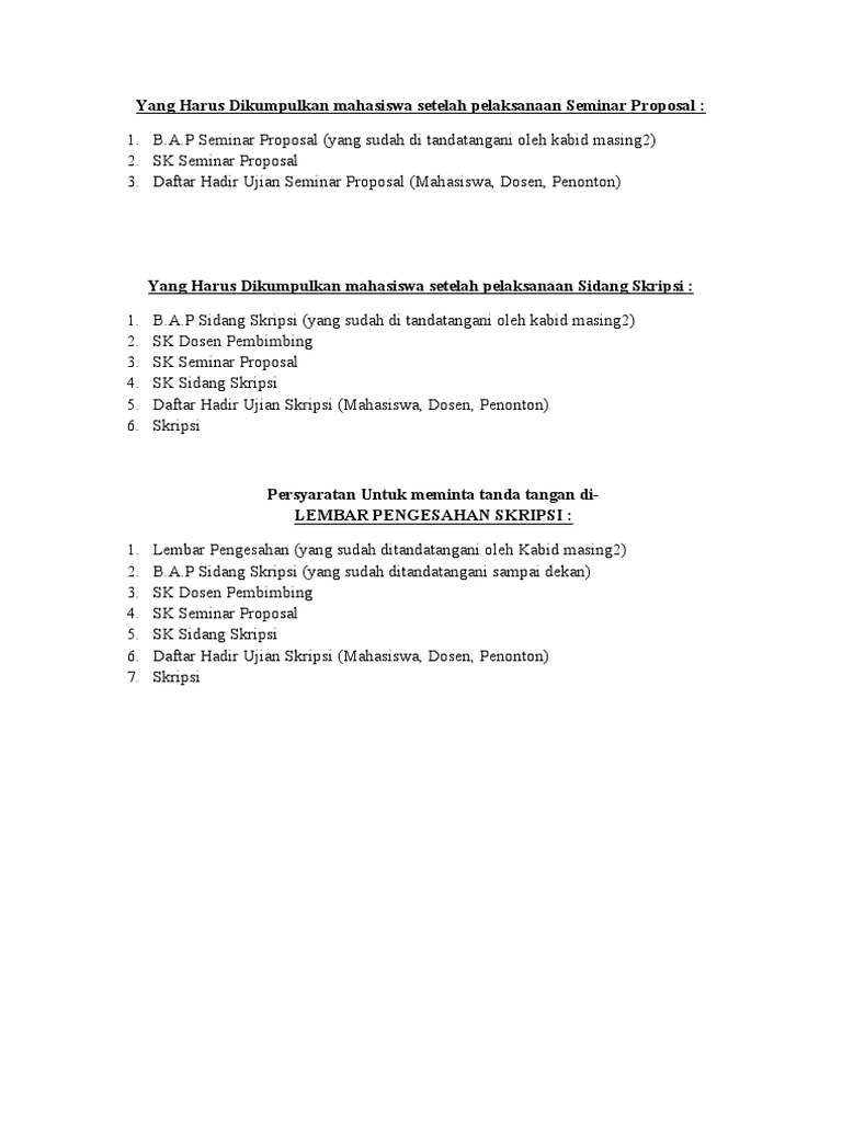 Berkas Yang Harus Di Kumpulkan Setelah Sempro Dan Sidang Skripsi | PDF