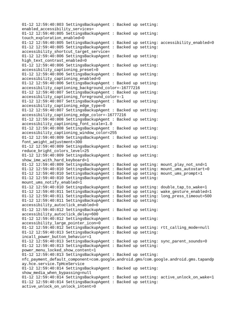 Accessibility Settings Backup | PDF | Java (Programming Language) | Backup