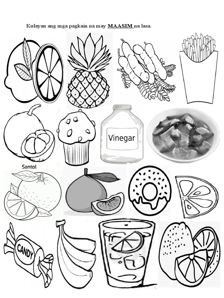 Kulayan Ang Mga Pagkain Na May MAASIM Na Lasa | PDF
